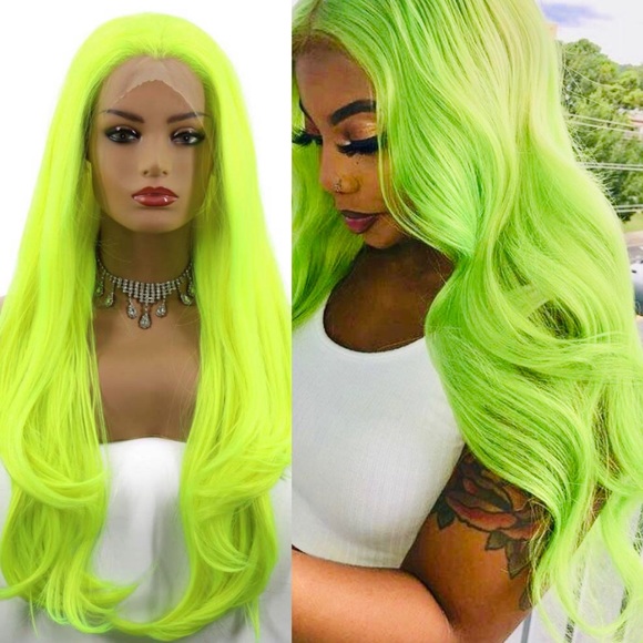 Accessories | Limeade 24 Neon Yellow Lace Front Wave Wig Nwt | Poshmark